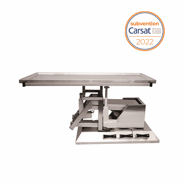 Veterinary surgery table with tray for 2 evacuations - Vetinox